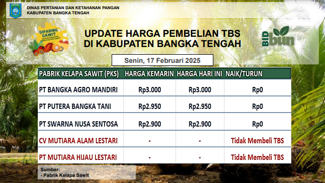 Update Harga Tandan Buah Segar (TBS) 17 Februari 2025 - AdeBerita.com